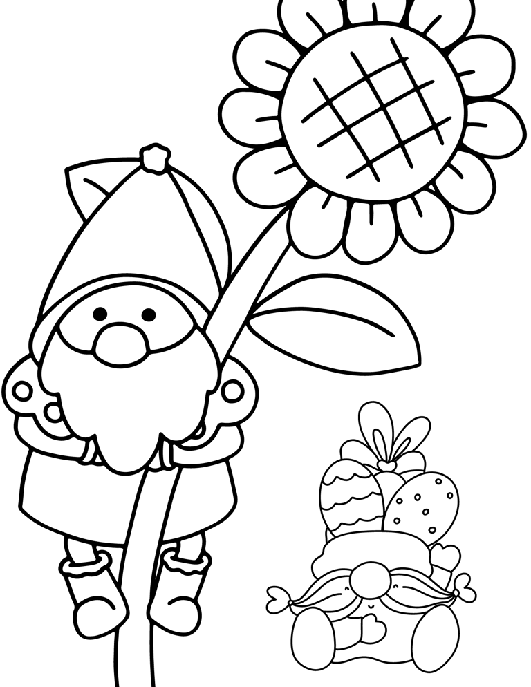 10 spring gnomes coloring pages