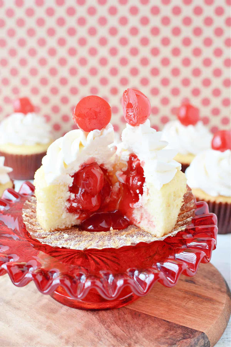 The BEST Cherry Filled Cupcakes Recipe