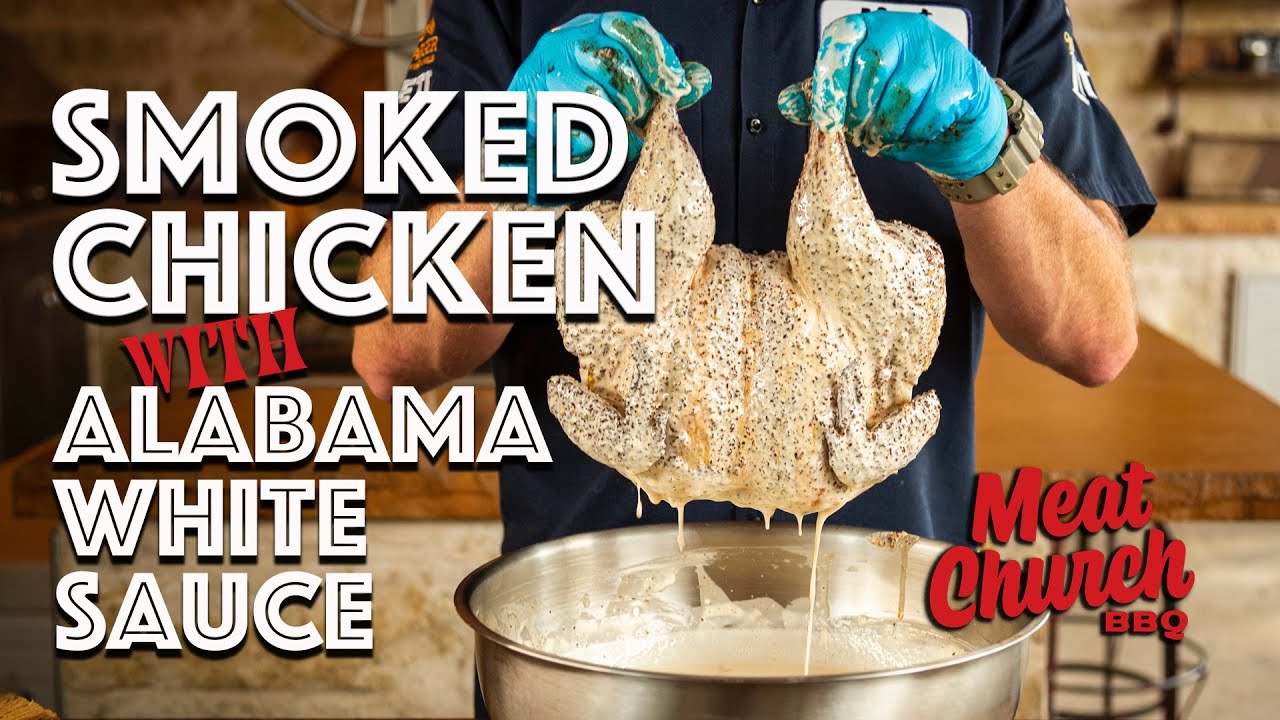 Smoke chicken with Alabama white sauce for tangy backyard flavor