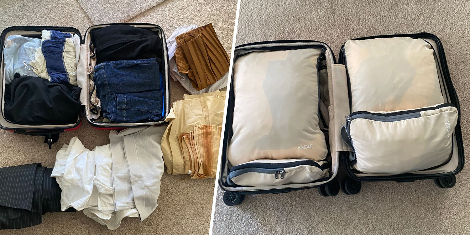 These packing cubes averaged me 44% more clothes in my suitcase