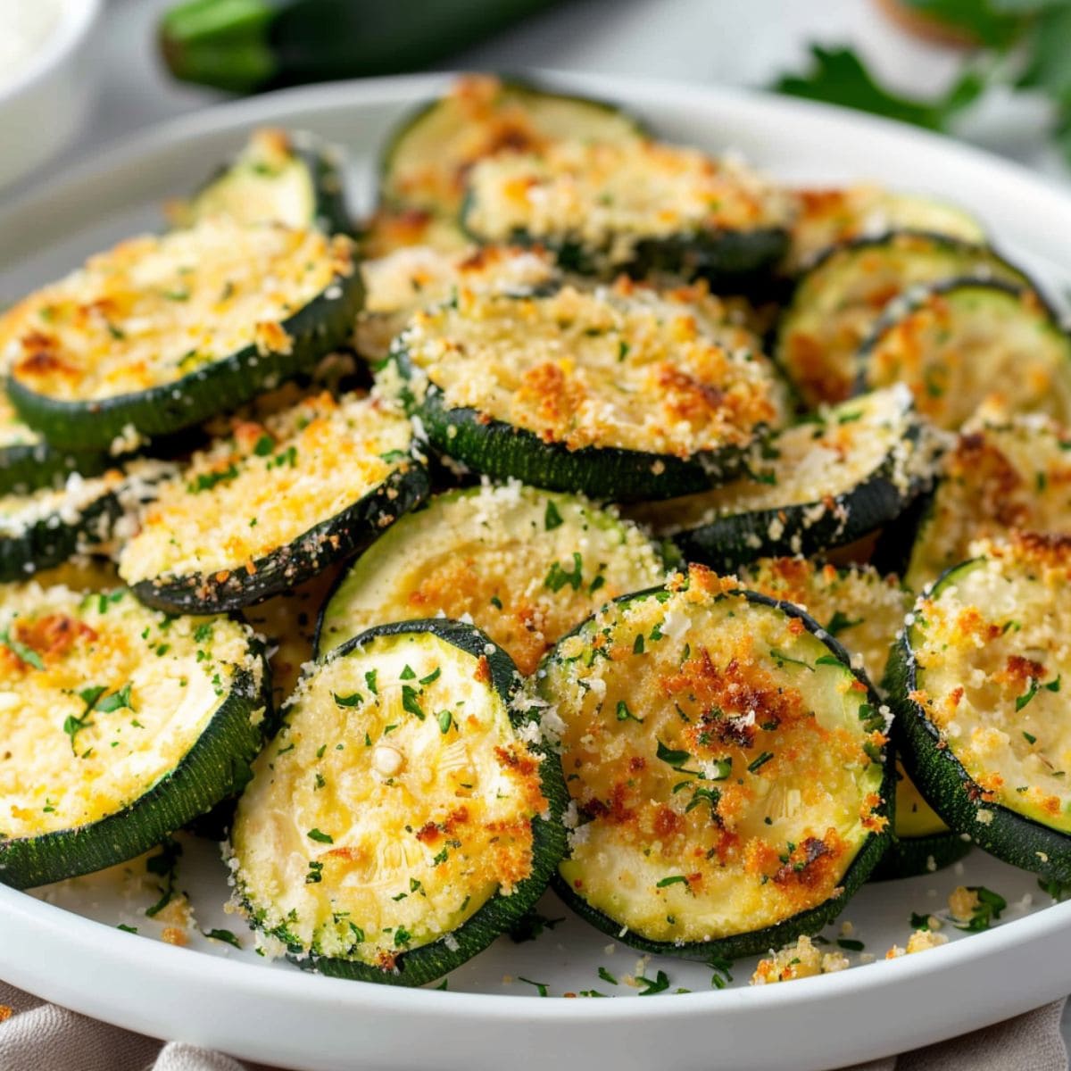 EASY Cheesy Panko Oven Roasted Zucchini Rounds