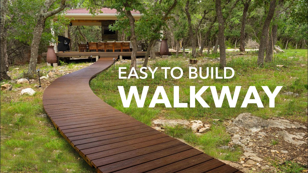 Easy DIY wooden walkway to outdoor kitchen