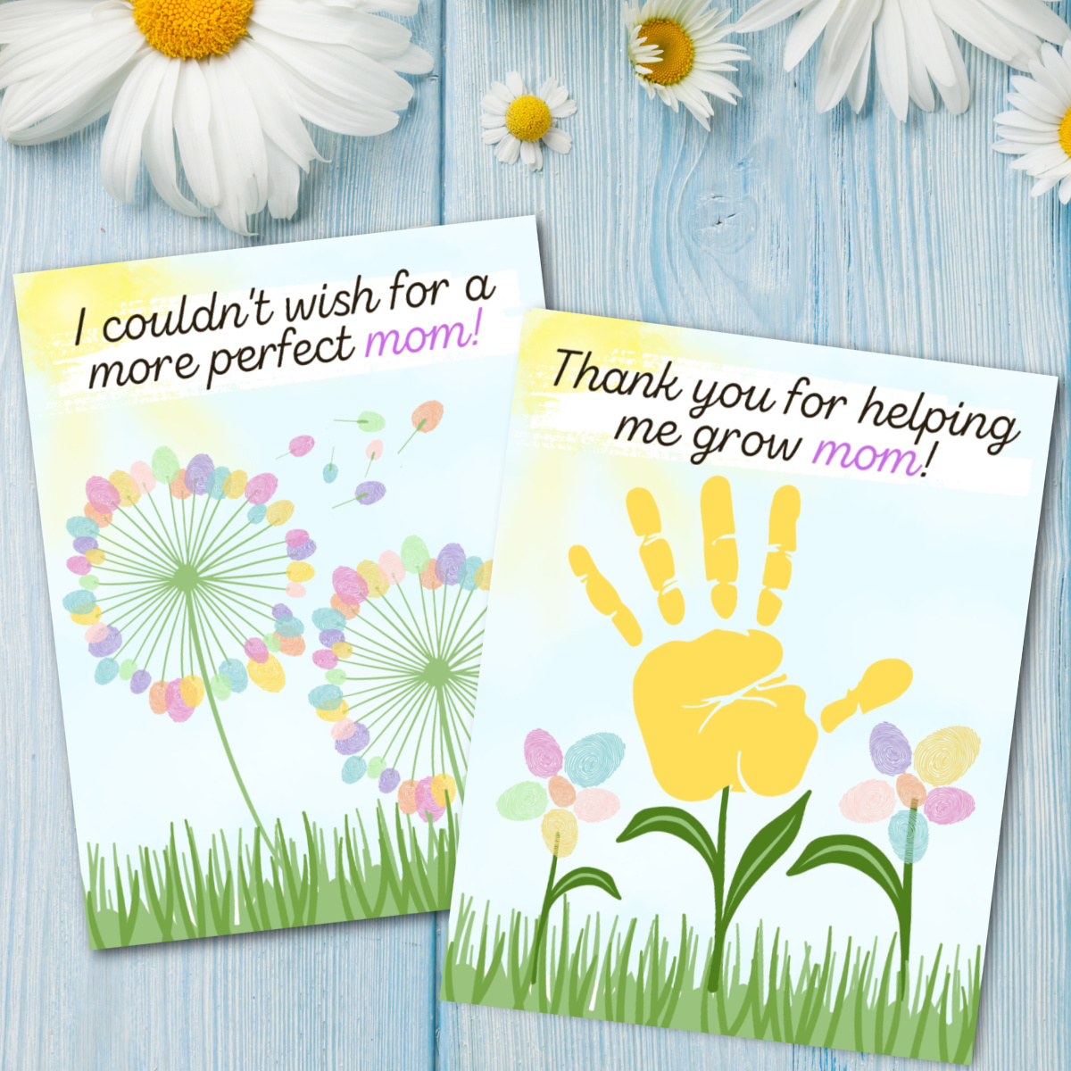 Mother's Day Fingerprint Flowers (Free Printable)