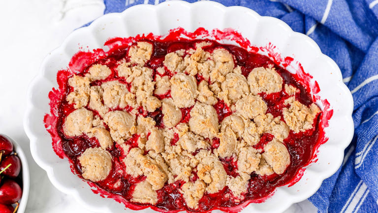 This cherry cobbler is easy and yummy - Michigan cherry cobbler