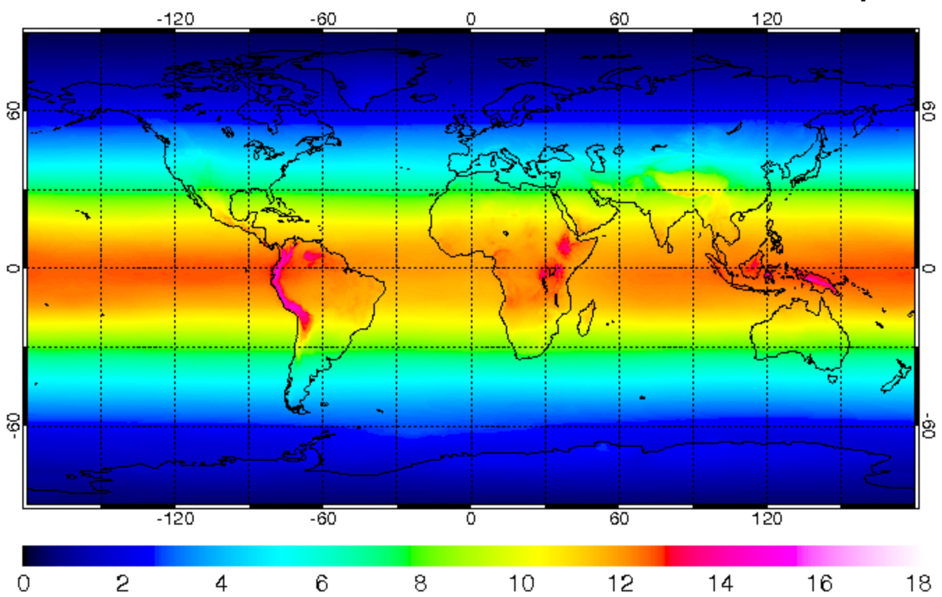 Les zones du globe les plus baignées de lumière UV