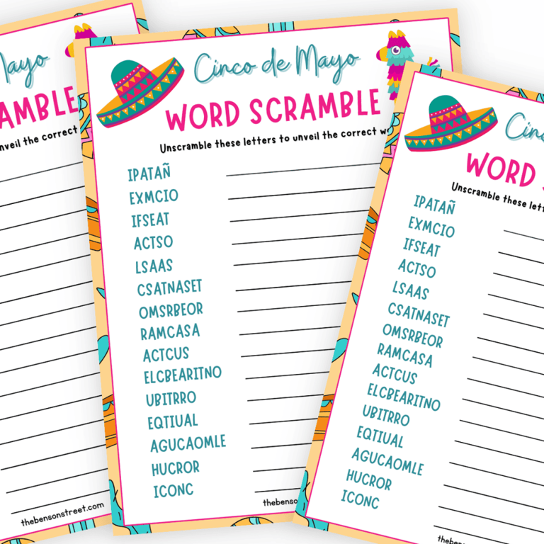 Free Printable Cinco de Mayo Word Scramble Game
