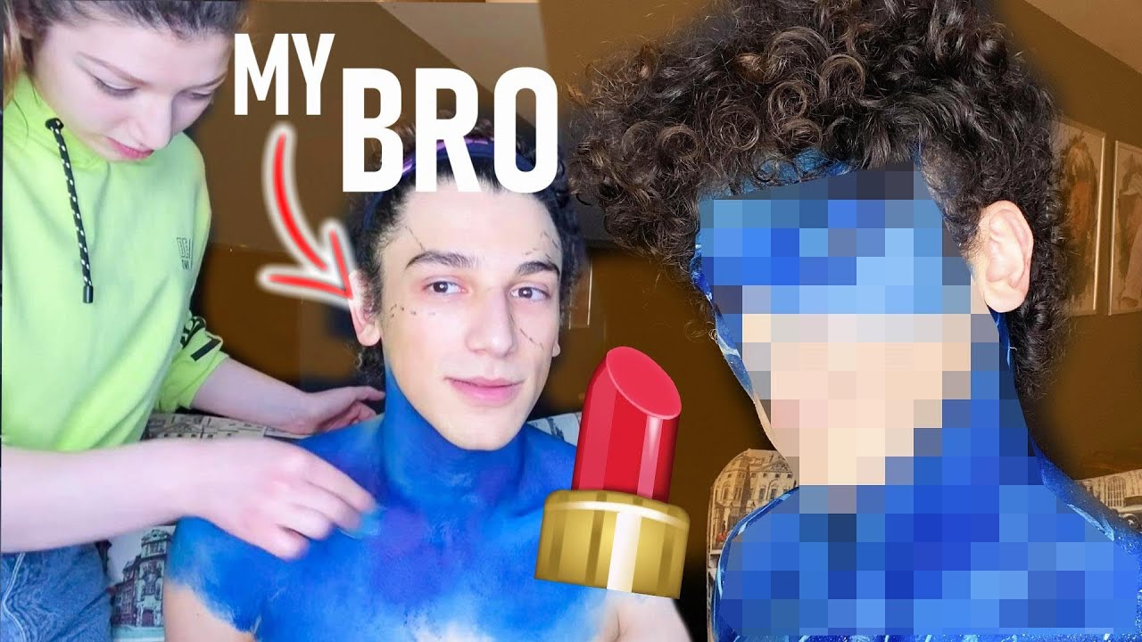 My brother let me put makeup on him! Stay tuned to see the results