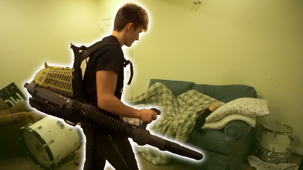 Prank: Waking Roommate With Leaf Blower