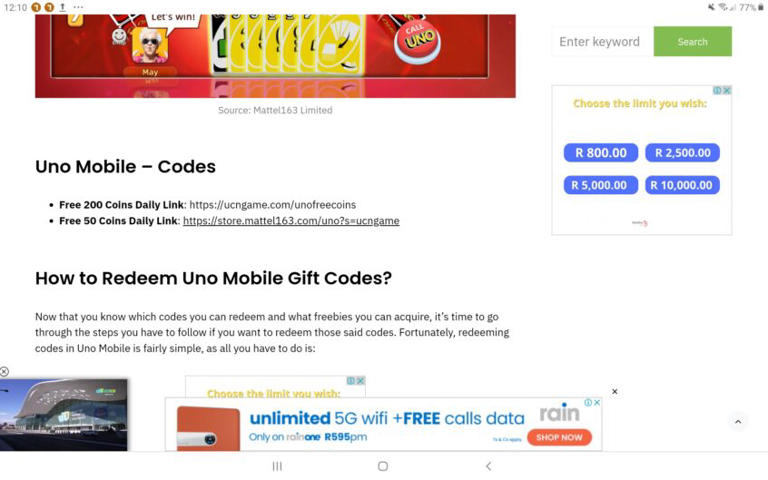 Uno Mobile Codes – August 2025