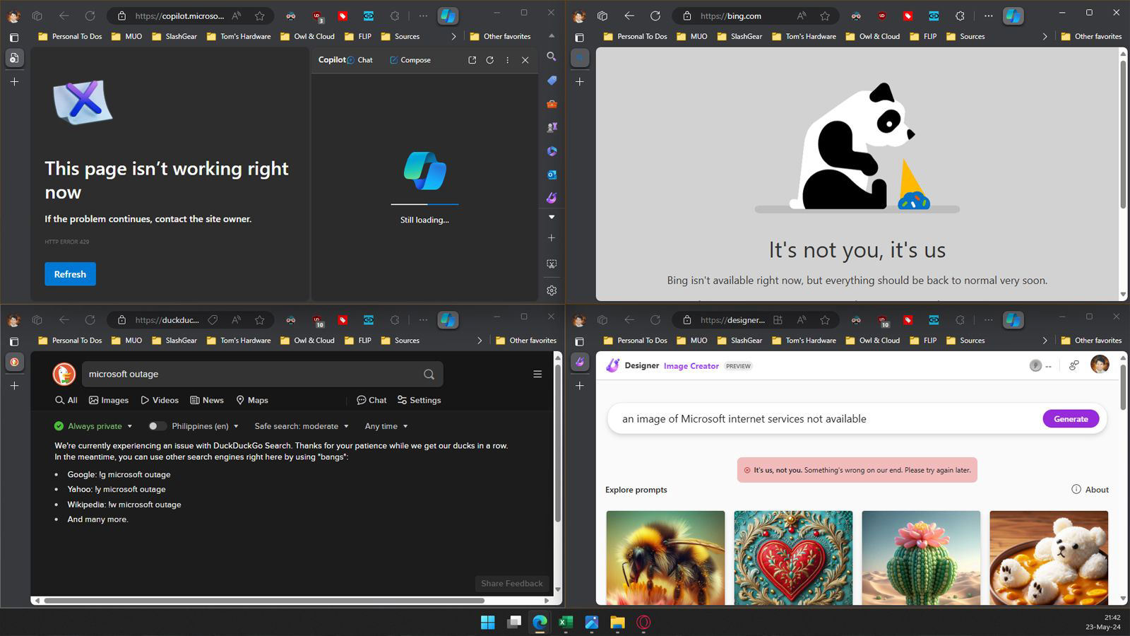 Microsoft suffering from outage — Bing, Copilot, and DuckDuckGo ... Microsoft suffering from outage — Bing, Copilot, and DuckDuckGo ...