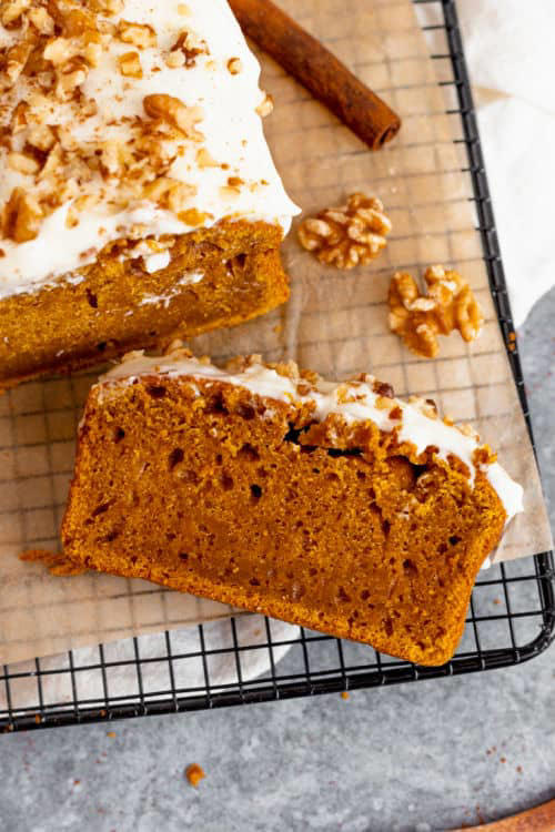 Pumpkin Bread with Cream Cheese Frosting