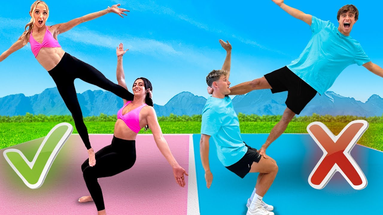 Girls face boys in gymnastics challenge with Rybka Twins