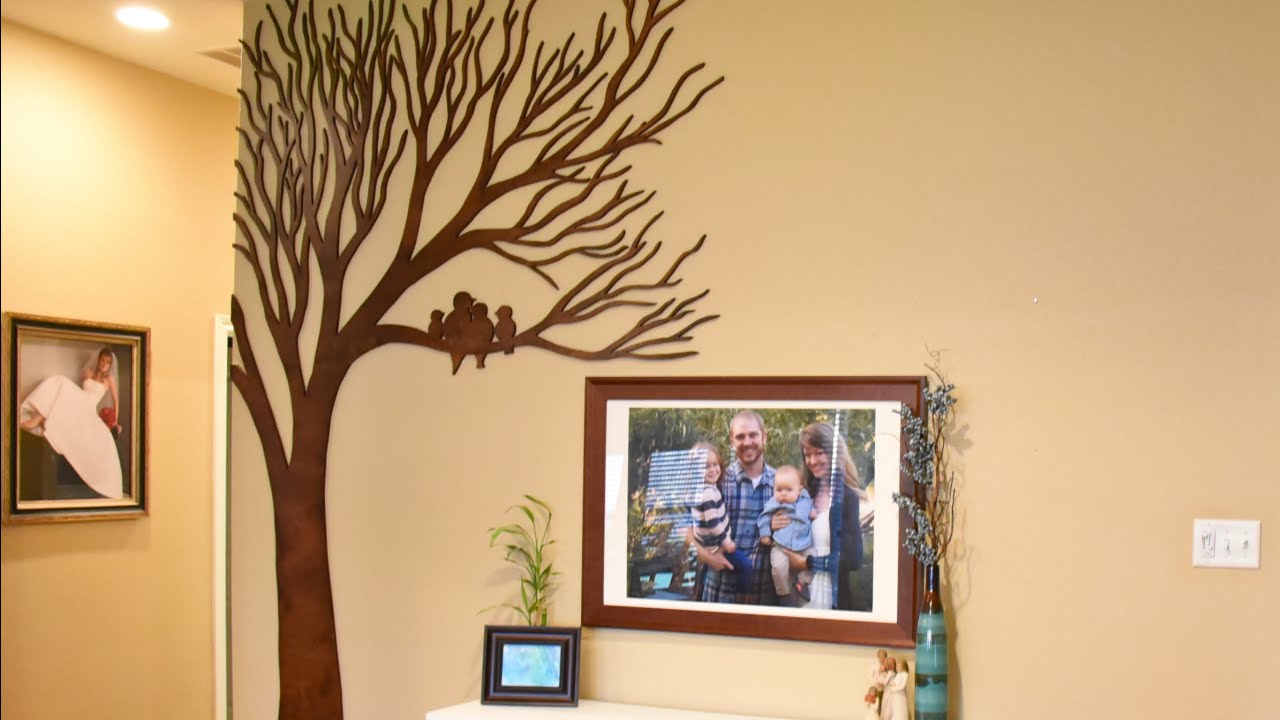 Create wood art for large walls with a giant wooden tree