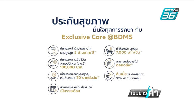 ผลิตภัณฑ์คุ้มครองสุขภาพ Exclusive Care @BDMS เบี้ยประกันเริ่มต้นเพียง 70 บาทต่อวัน