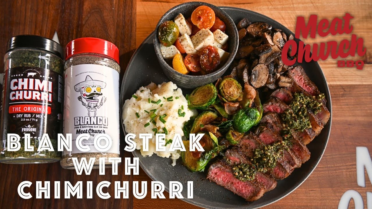 Grill perfectly seared steak topped with fresh chimichurri sauce