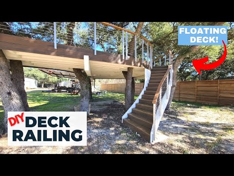 Installing rod railing on a floating deck