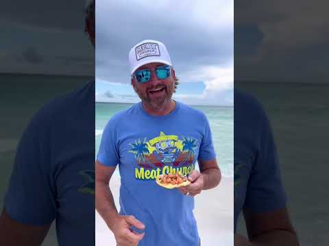 Craft Mexican shrimp cocktail at the beach with fresh bold spice