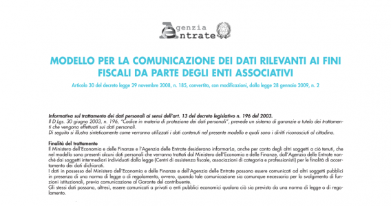 Il modello EAS pe le associazioni: fac simile, istruzioni e scadenza
