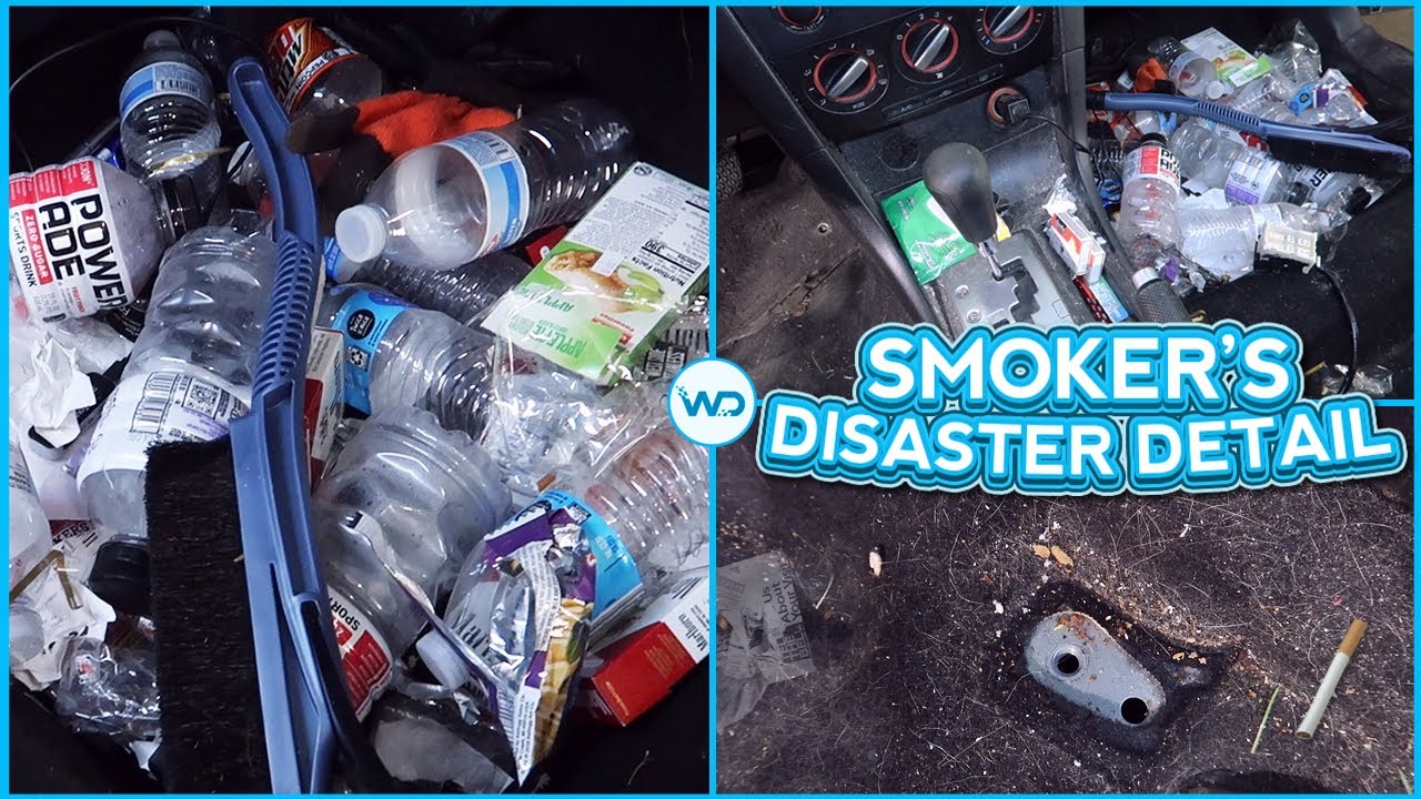 Disaster detailing a smoker's filthy car with complete interior clean