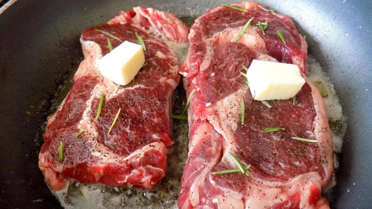 What An Indulgent Steak Recipe! Rib Eye Steak With Sauteed Mushrooms