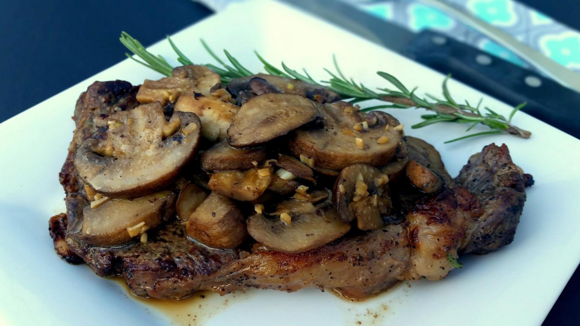 What An Indulgent Steak Recipe! Rib Eye Steak With Sauteed Mushrooms