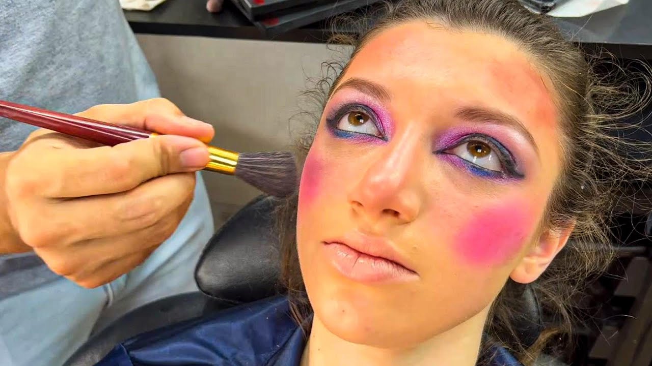 From glam to clown makeup transformation