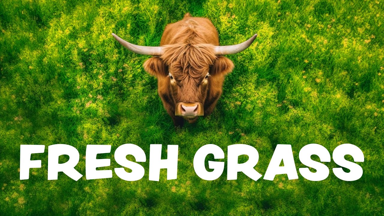 Highland cattle try fresh grass for the first time