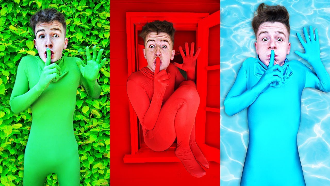 Extreme camouflage prank during hide and seek