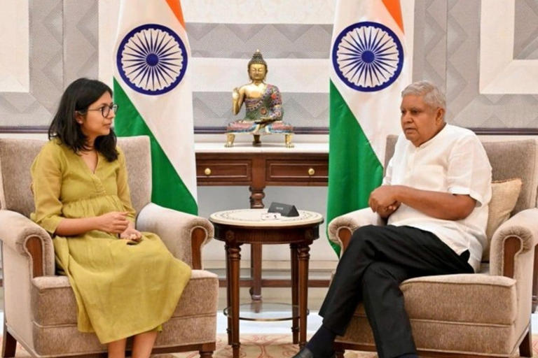 Rajya Sabha MP Swati Maliwal Meets Vice President Jagdeep Dhankhar Rajya Sabha MP Swati Maliwal Meets Vice President Jagdeep Dhankhar