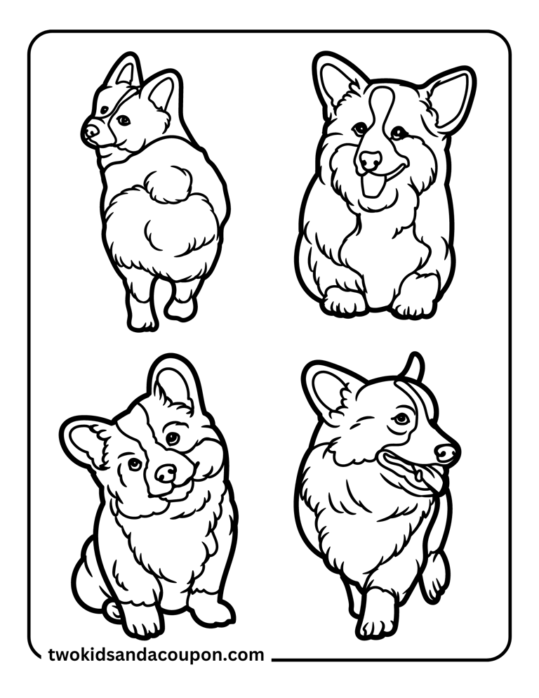 10 Cute Corgi Coloring Pages
