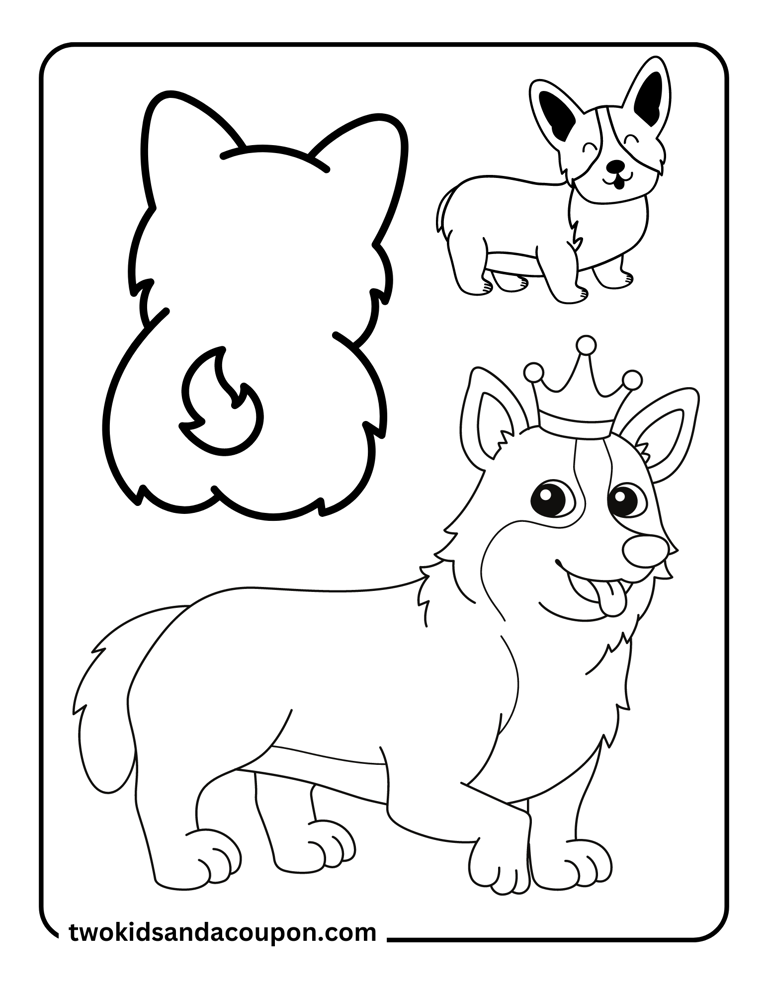 10 Cute Corgi Coloring Pages