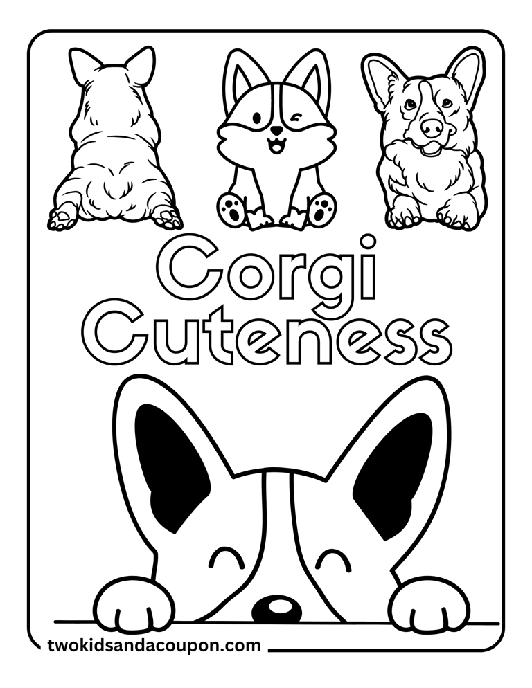 10 Cute Corgi Coloring Pages