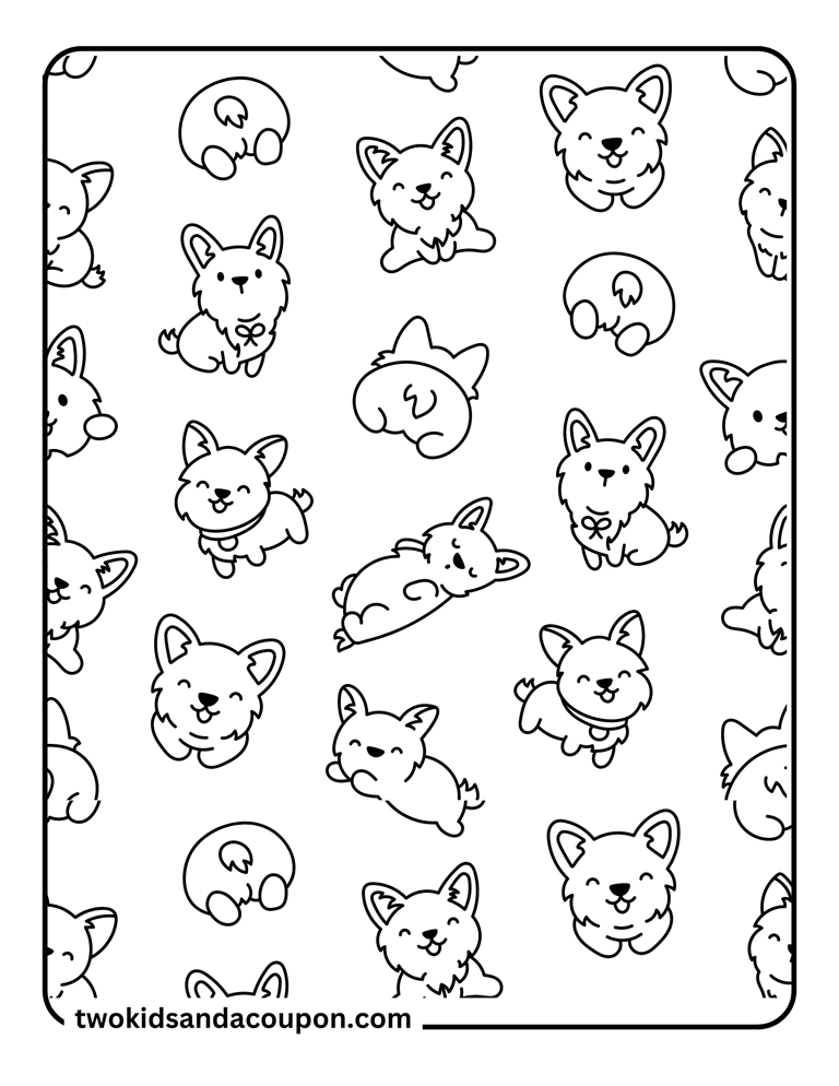 10 Cute Corgi Coloring Pages