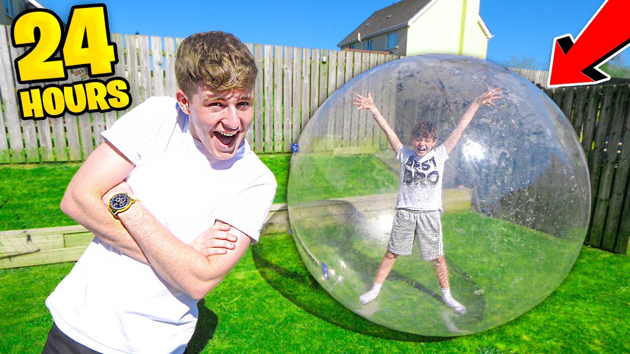 I trap my little brother in a giant bubble ball for 24 hours