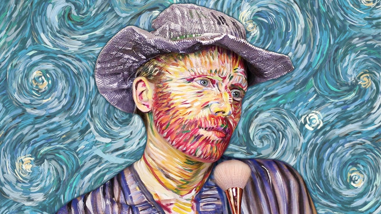 Van Gogh self-portrait recreated on the face with makeup