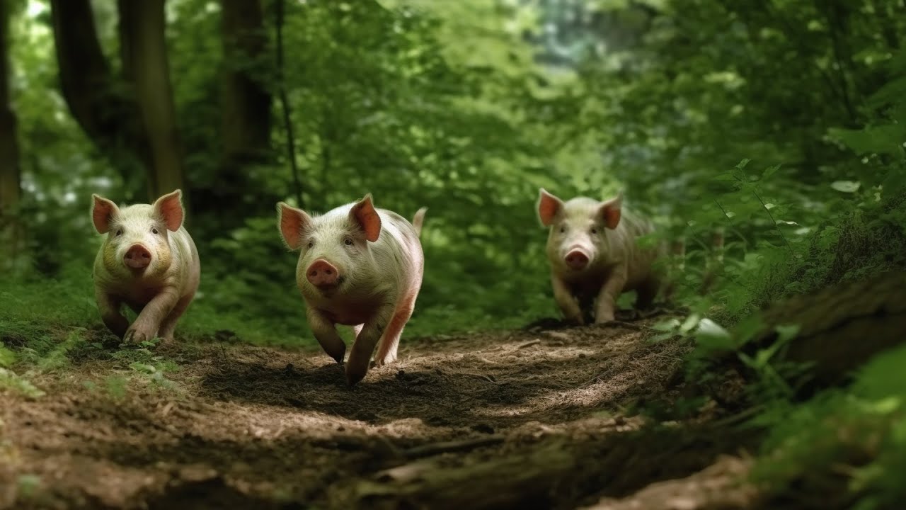 Releasing farm pigs into the woods for the first time