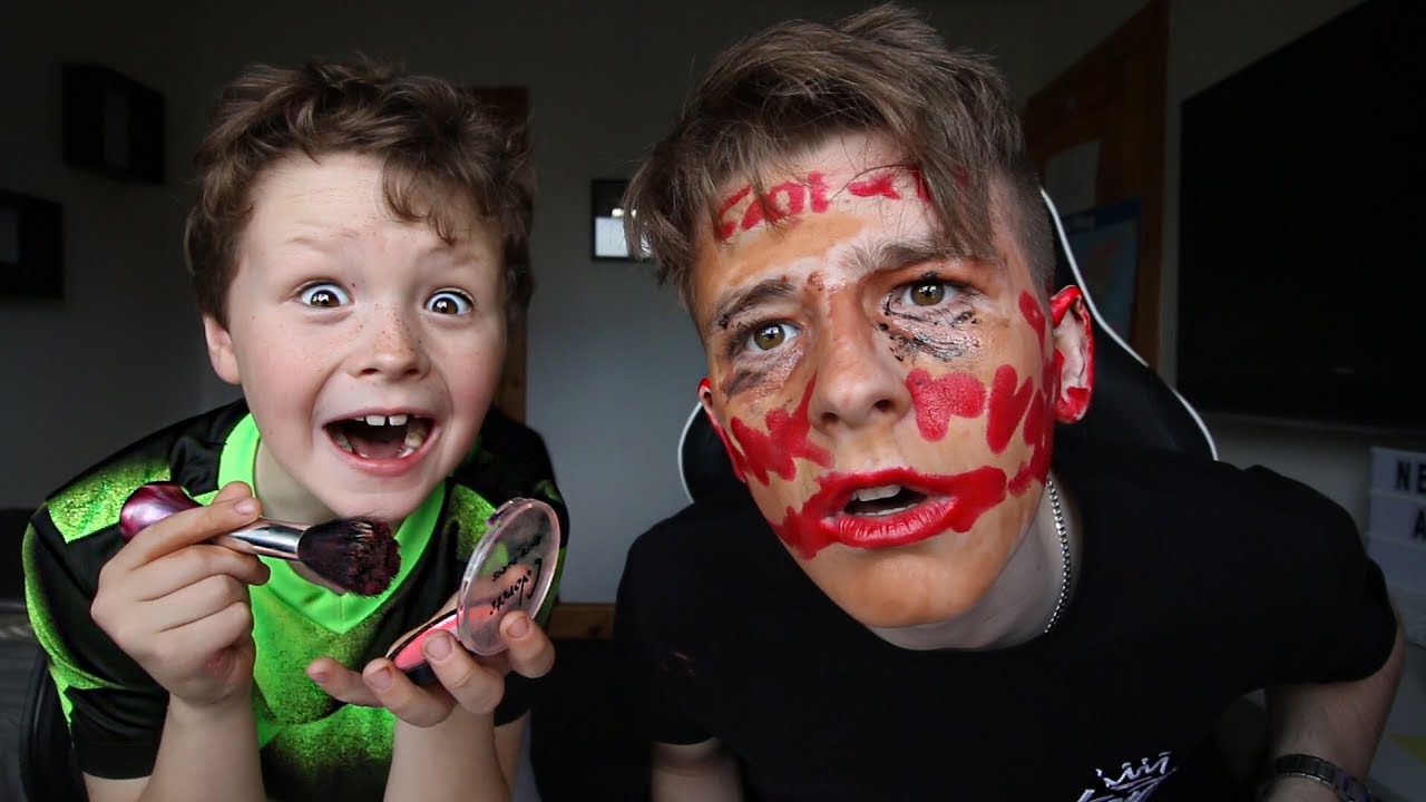 LITTLE BROTHER DOES MY MAKEUP!