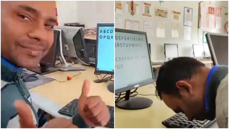 Indian man breaks his own record for third time by typing with nose Indian man breaks his own record for third time by typing with nose