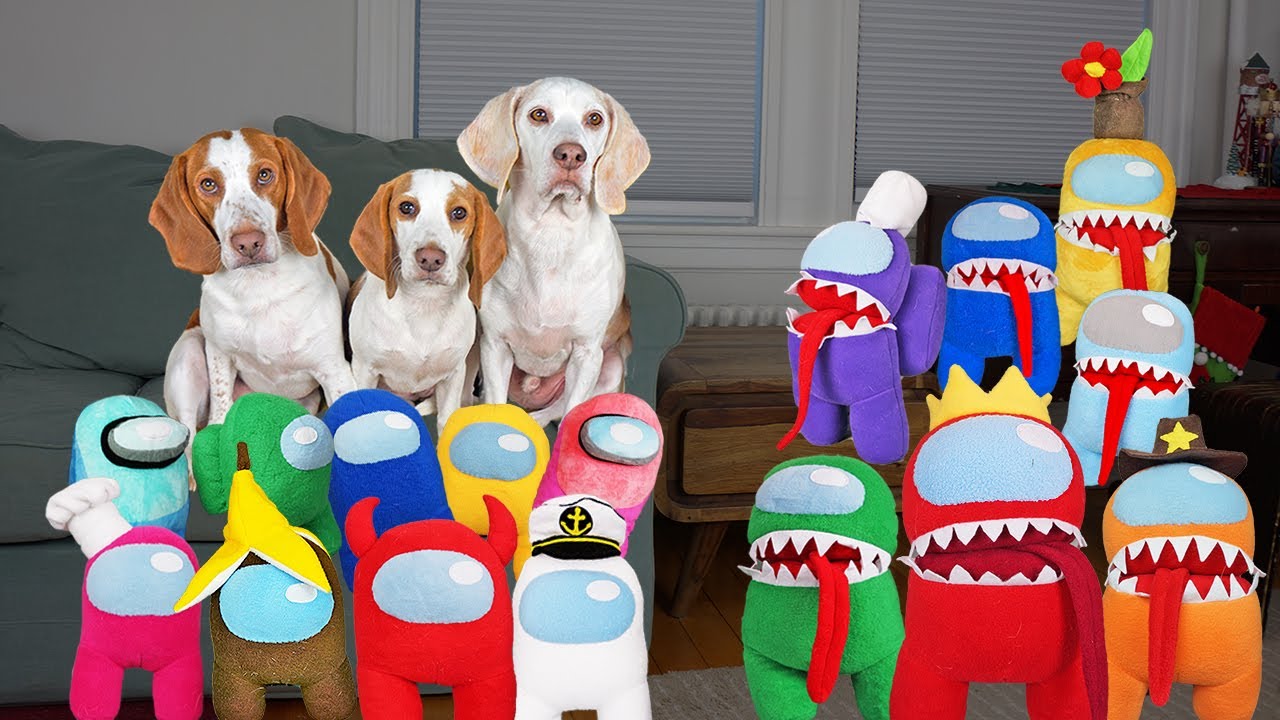 Dogs play Among Us with Christmas surprise in real life