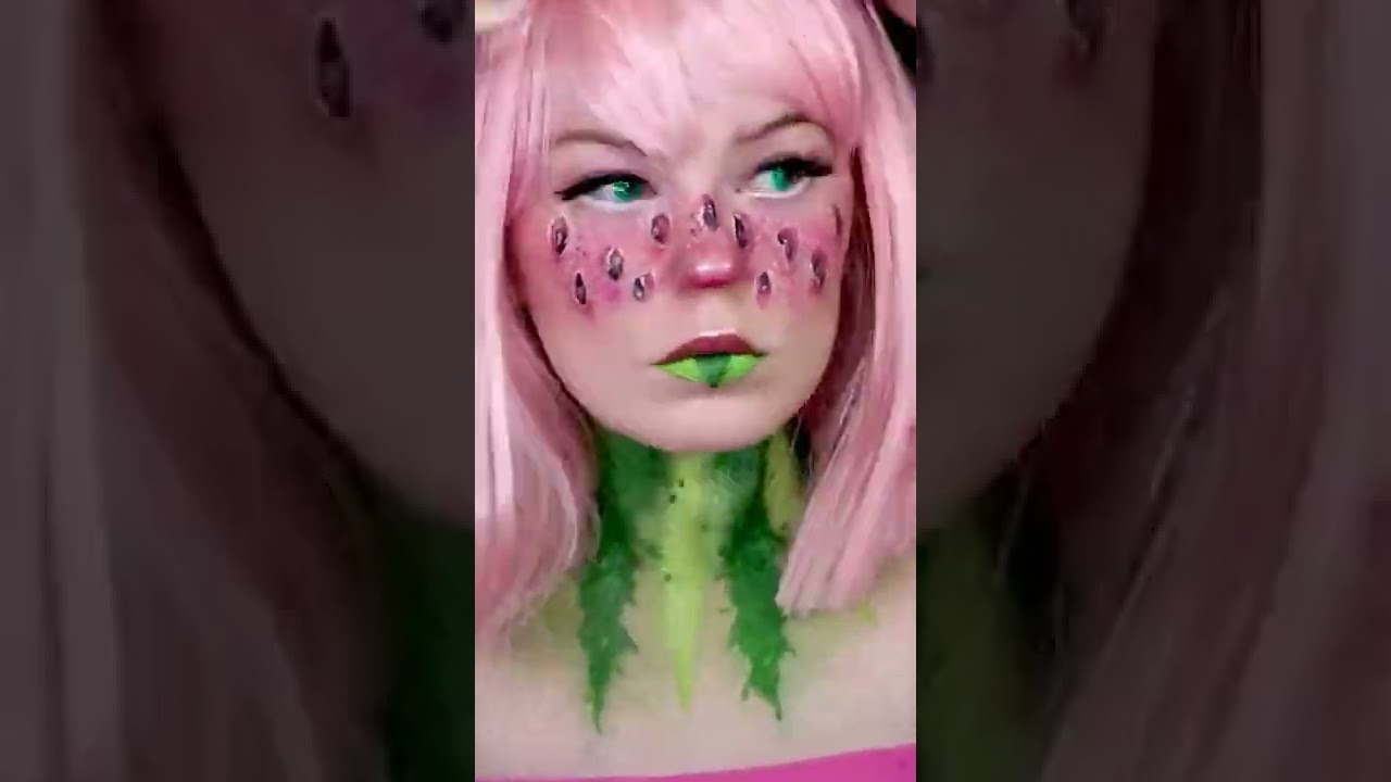 Cute watermelon illusion created in body art style