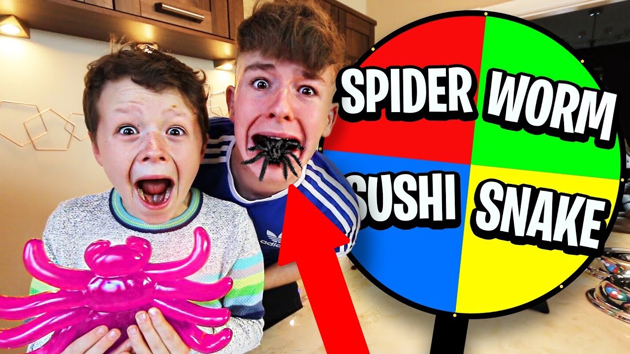 Gummy versus real food mystery wheel challenge with my brother