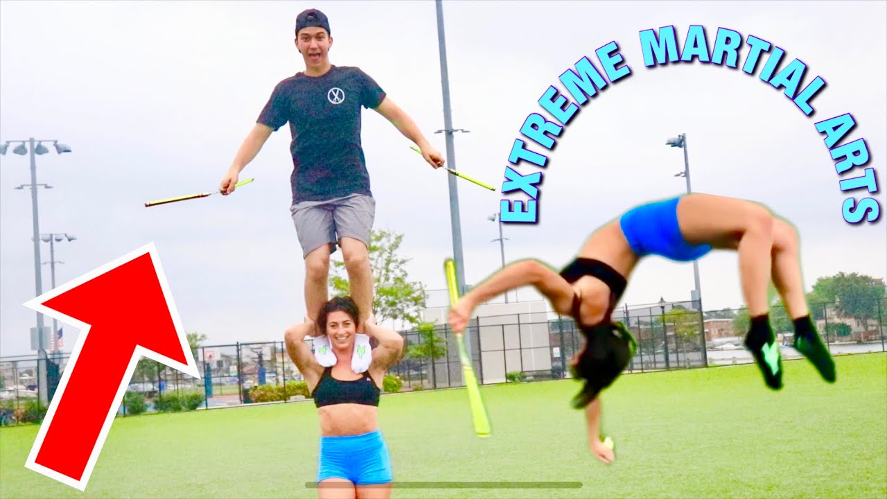 Gymnast learns martial arts moves