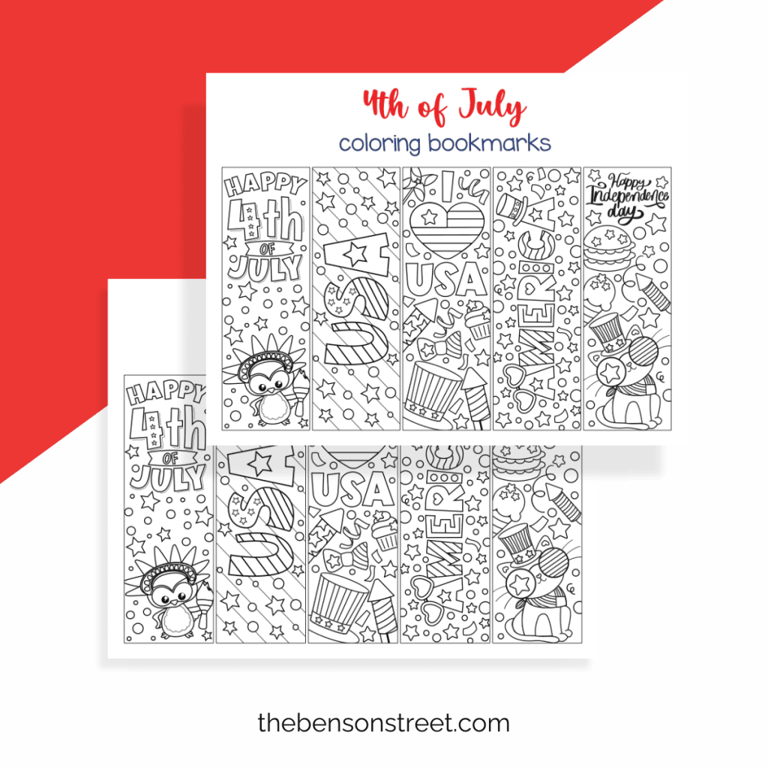 Free Printable Coloring 4th of July Bookmarks