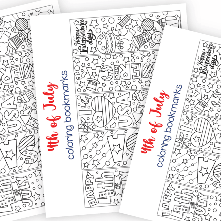 Free Printable Coloring 4th of July Bookmarks