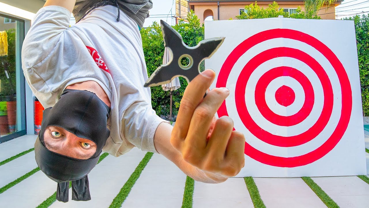 Ninja trick shots! (Throwing star edition)