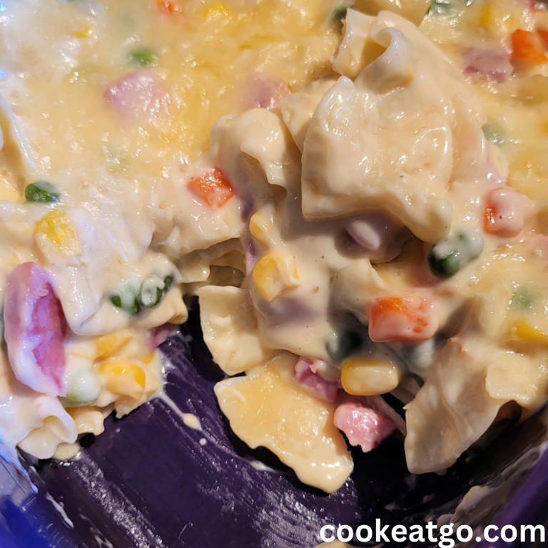 Comforting Chessy Ham Noodle Casserole