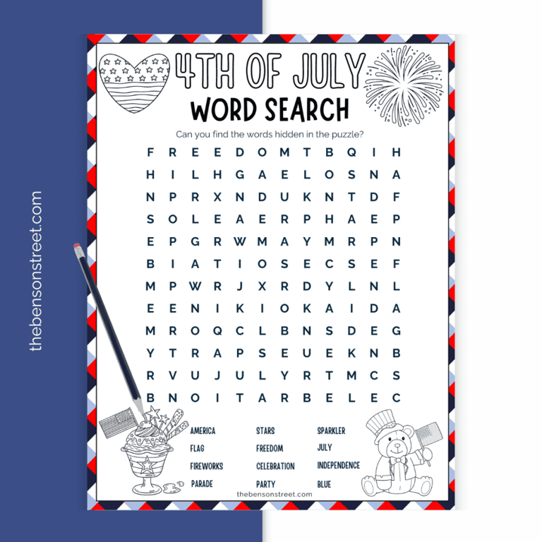 Free Printable 4th of July Word Search Game