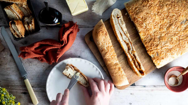 Soft Swirled Cheddar Cheese and Marmite Bread Loaf