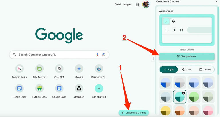 Google Chrome: How to change your browser's background