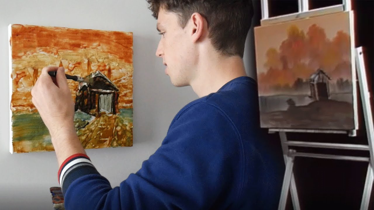 I followed a Bob Ross tutorial using McDonald’s sauces